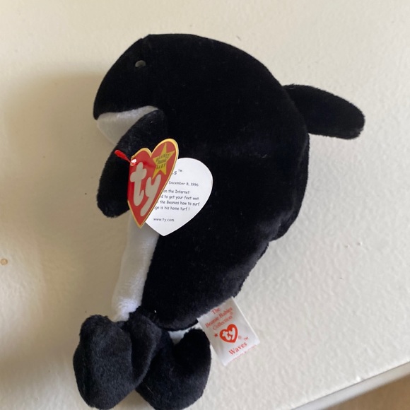 Ty | Toys | Ty Beanie Baby Waves The Orca Whale Stuffed Animal Mwmt ...